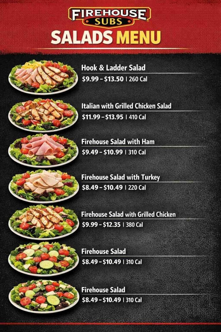 Firehouse Subs Salads Menu - Firehouse Subs Menu With Prices